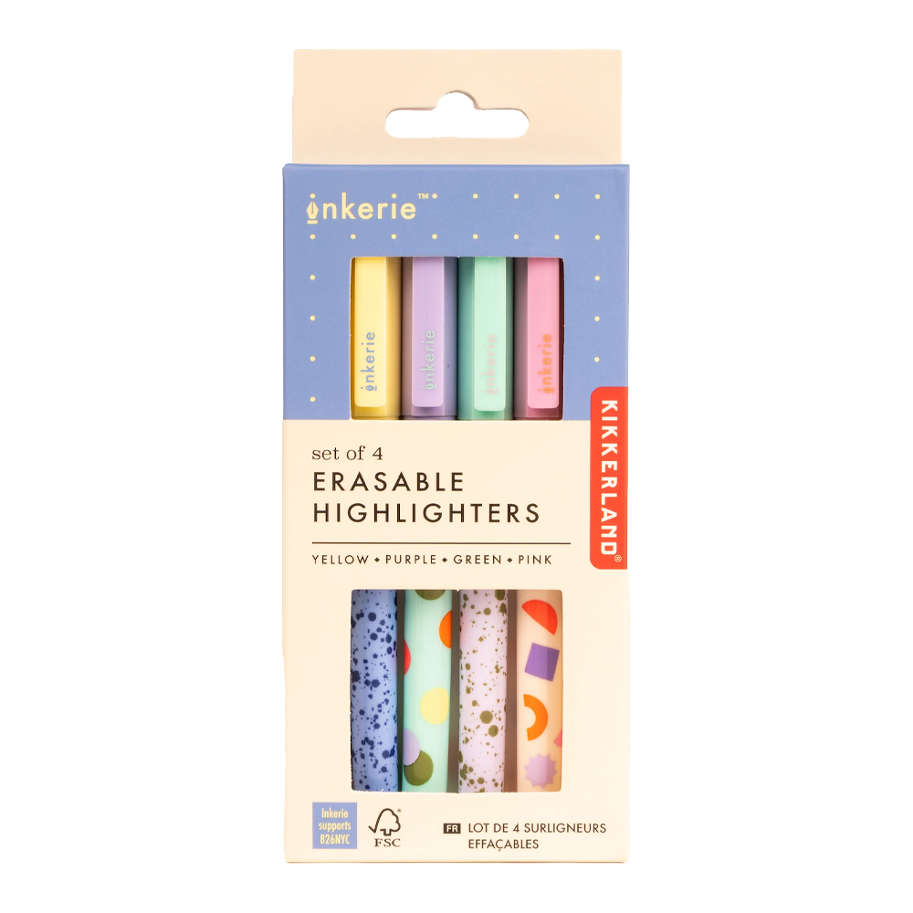 Inkerie Erasable Highlighters (Set of 4) – Brooklyn Superhero Supply Co.